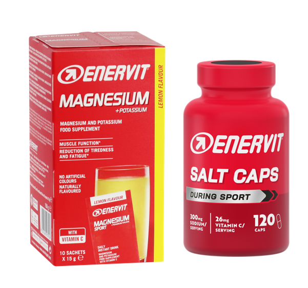 ENERVIT na křeče: Magnesium Sport + Salt Caps | ENERVIT e-shop
